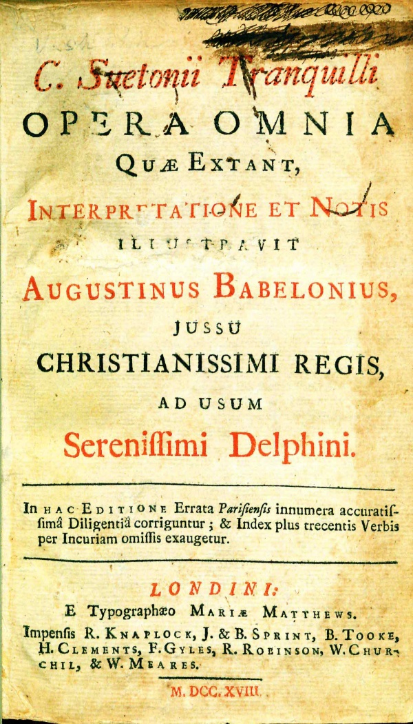 C Suetonii Tranquilli Opera Omnia Quae Extant Wythepedia The George Wythe Encyclopedia